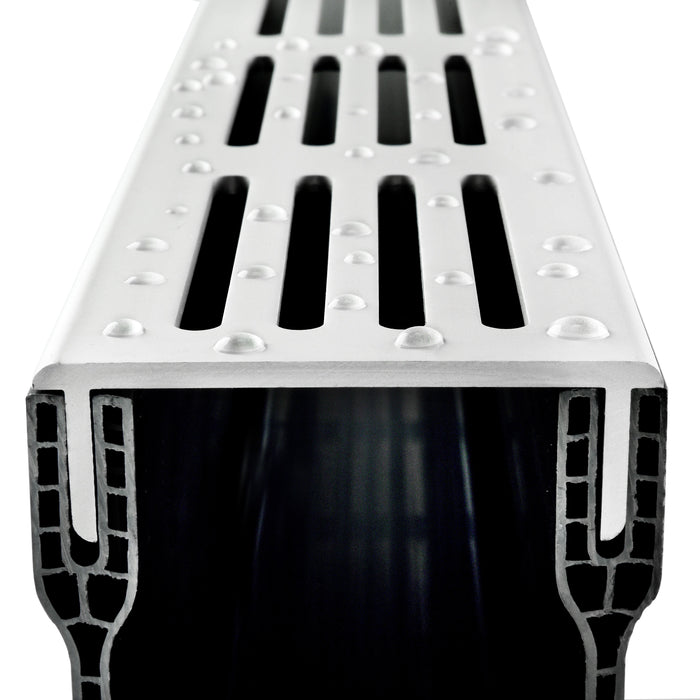 1m Threshold Slim Drain with Silver Aluminium Grating (65 x 100mm Deep ...
