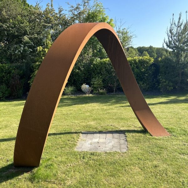 Corten Steel Helix Moongate Arch – Lateral Design Studio