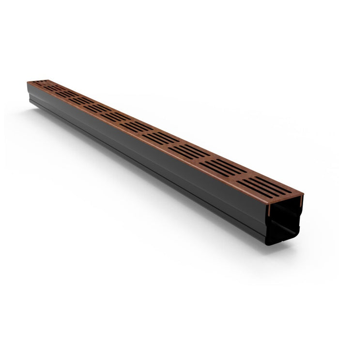 1m Threshold Slim Drain with Corten Steel Grating (65 x 60mm Shallow ...