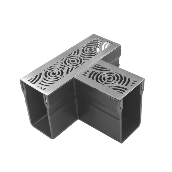 Threshold Slim Drain T-Unit with Waves 316 Stainless Steel Grating (65 ...