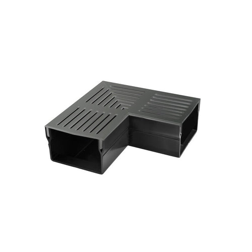 Threshold Slim+ Drain Corner Unit with Black Aluminium Grating (105 x ...